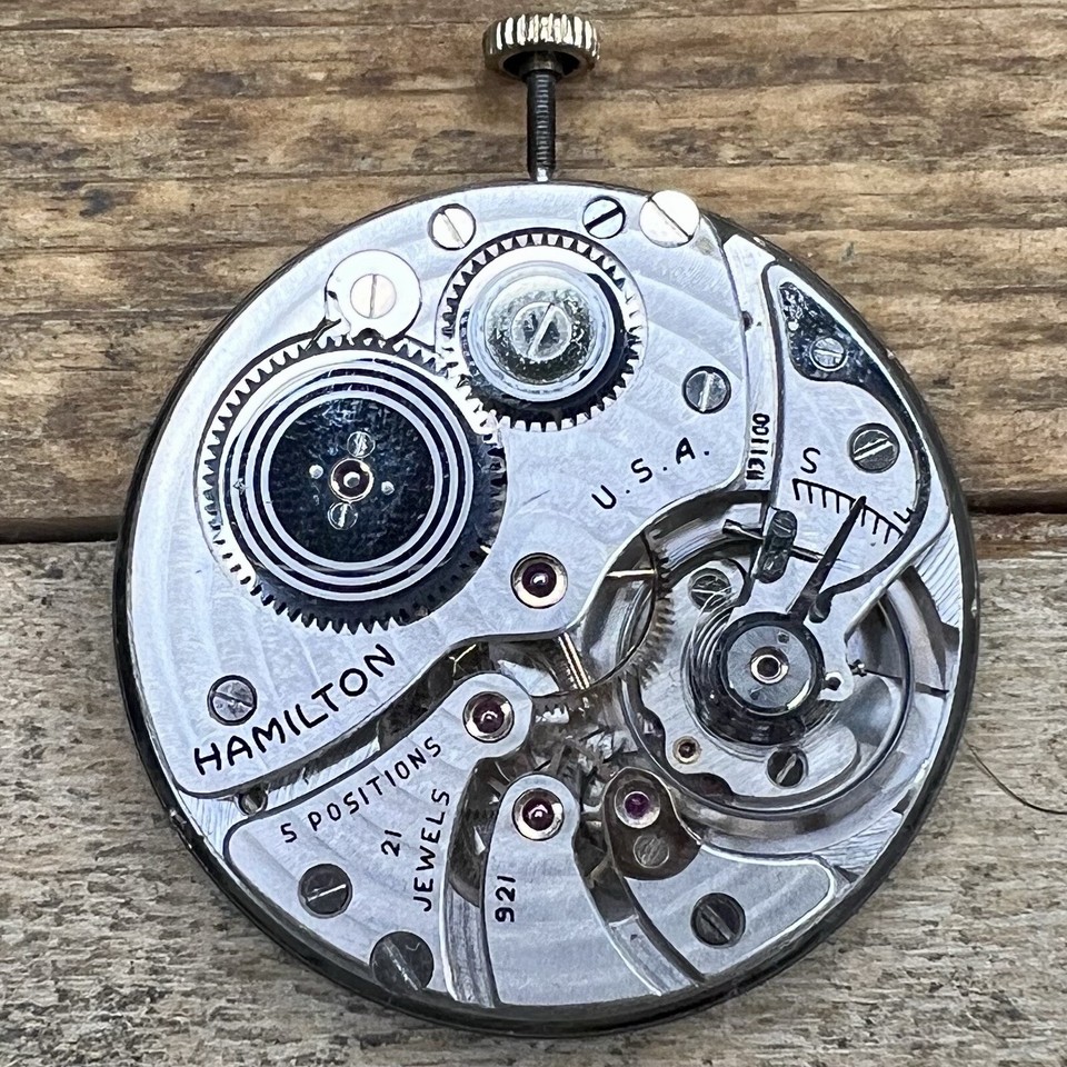 10s Hamilton Pocket Watch Movement - Grade 921 - 21 Jewels, Adjusted 5 ...