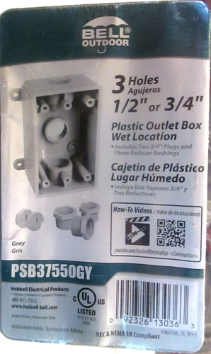 Electrial Outlet Box, Junction Box, Bell Outdoors, 1 Gang, PSB3755OGY ...