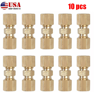 Straight Brass Brake Line Compression Fitting Unions for 3/16 OD Tubing ...