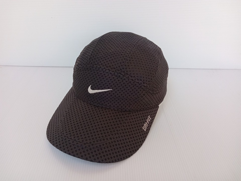 NIKE DRI-FIT Black Cap Hat Colorful Full Mesh TAILWIND White Swoosh ...