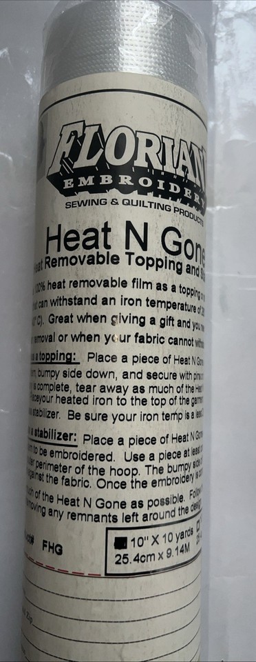 NEW Floriani Heat N Gone Heat Removable Topping Stabilizer 10" x 10 ...