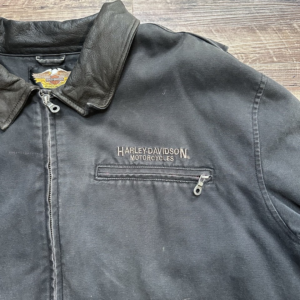 Harley Davison Detroit Style Jacket Biker XXL Black Fader Motorcycle ...