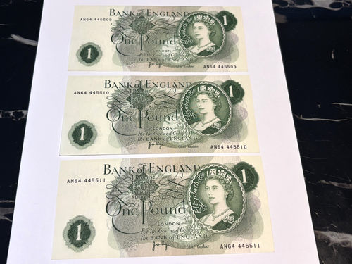 £1 One Pound Note J.B Page First Series 3 X UNCIRCULATED CONSECUTIVE ...