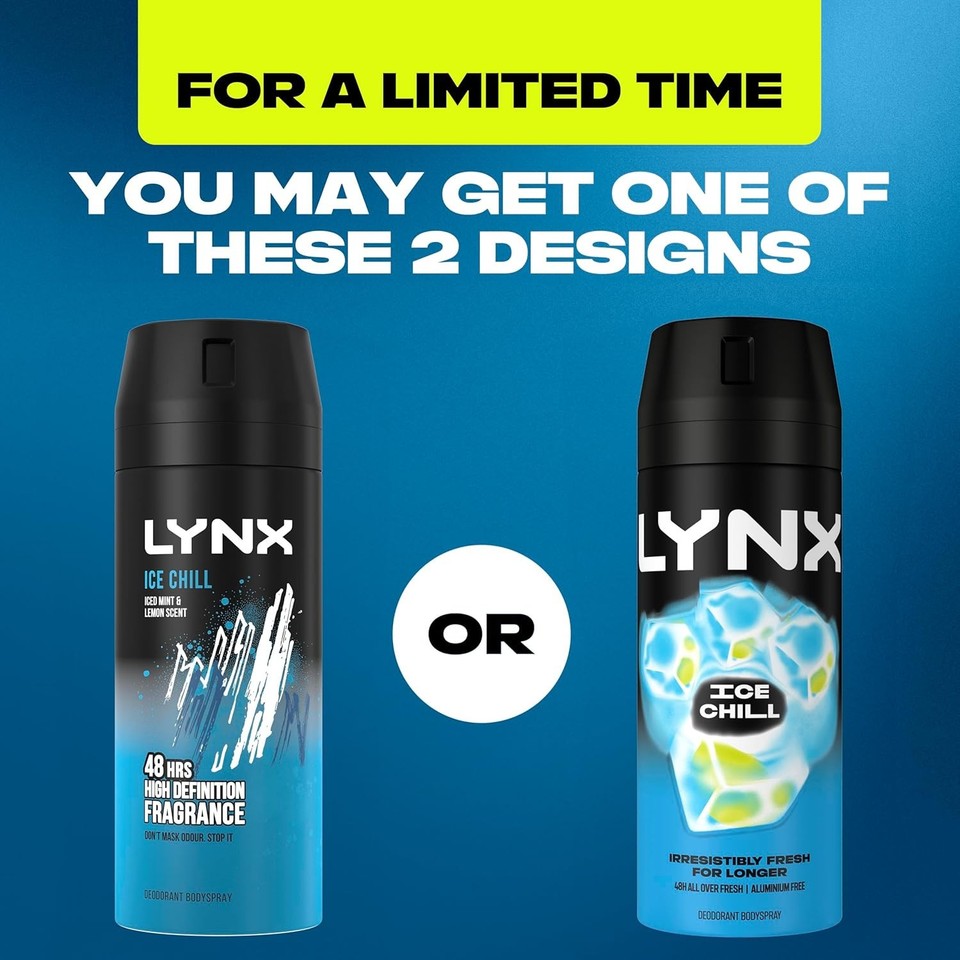 Lynx XL Ice Chill 48H Fresh Iced Mint & Lemon Scent Body Spray ...