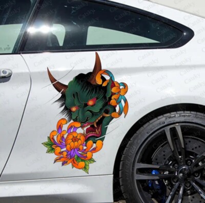 Traditional Mask Car Decal Set, 58cm x 70cm - Cultural Demon Vinyl ...