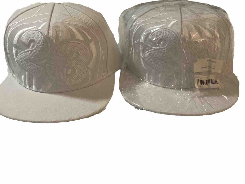 🔥23 Jordan Hat All White Flat Bill Snap Back One Size Fits Most | eBay