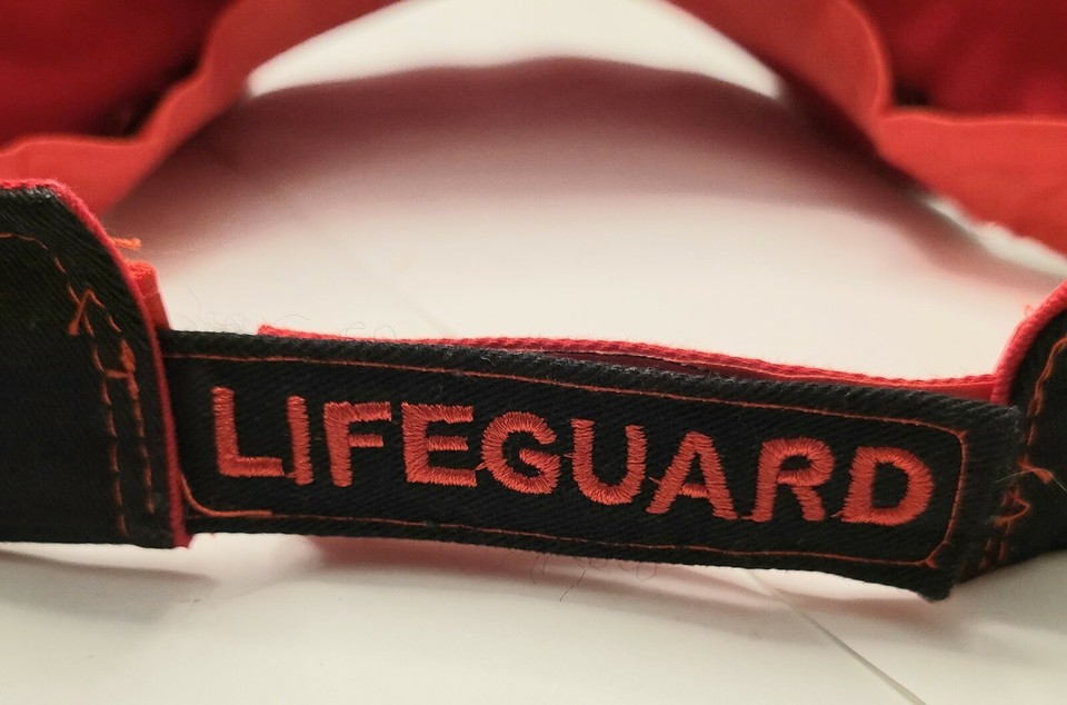 Lifeguard Outer Banks NC Black and Red Visor Hook and Loop Back Beach ...