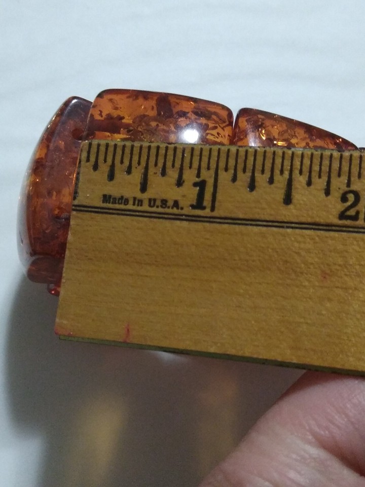 VTG RETRO CHUNKY GLAM Statement FAUX AMBER CRUSH LUCITE Panel STRETCH ...