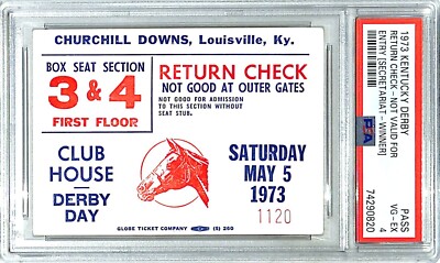 1973 Kentucky Derby SECRETARIAT Return Check Pass Ticket Graded PSA 4 SLABBED | eBay