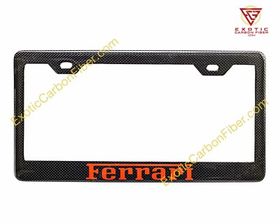 Ferrari Red Text in 1x1 Gloss Real Carbon Fiber License Plate Frame | eBay