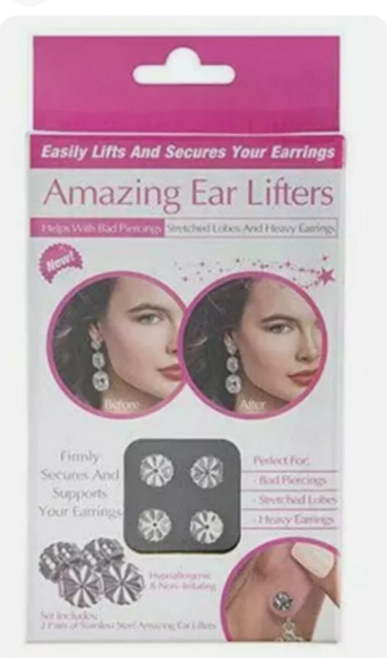 AMAZING EAR LIFTERS Fix Earring Support Stainless Steel Magic Back ...