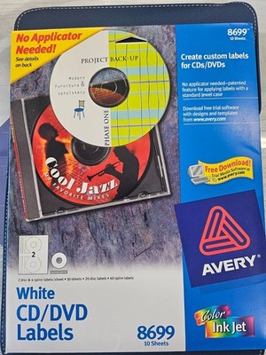 AVERY 8699 CD Labels 20 Face 40 Spine Labels Matte White Print Photo ...