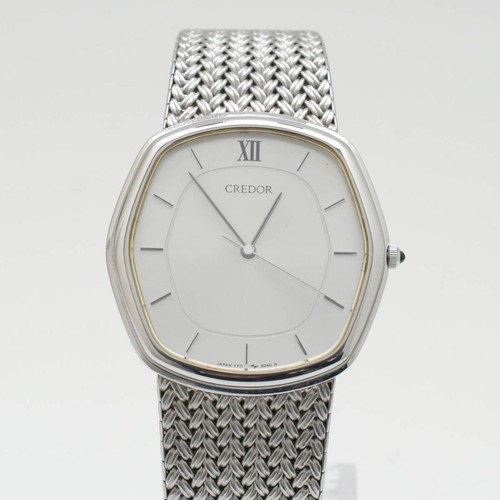 Credor Seiko Octagon Square Mesh Watch 7771-5040 Men's Quartz, Good ...