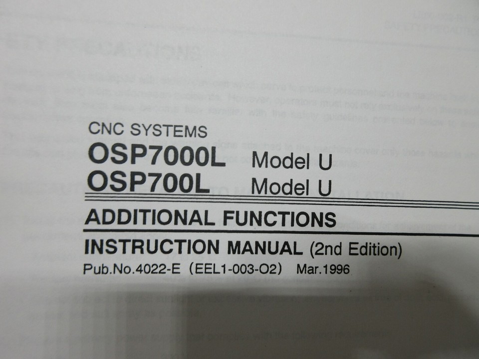 Okuma OSP7000L/700L Zusatz Funktionen Gebrauchsanweisung 4022-E EEL1 ...
