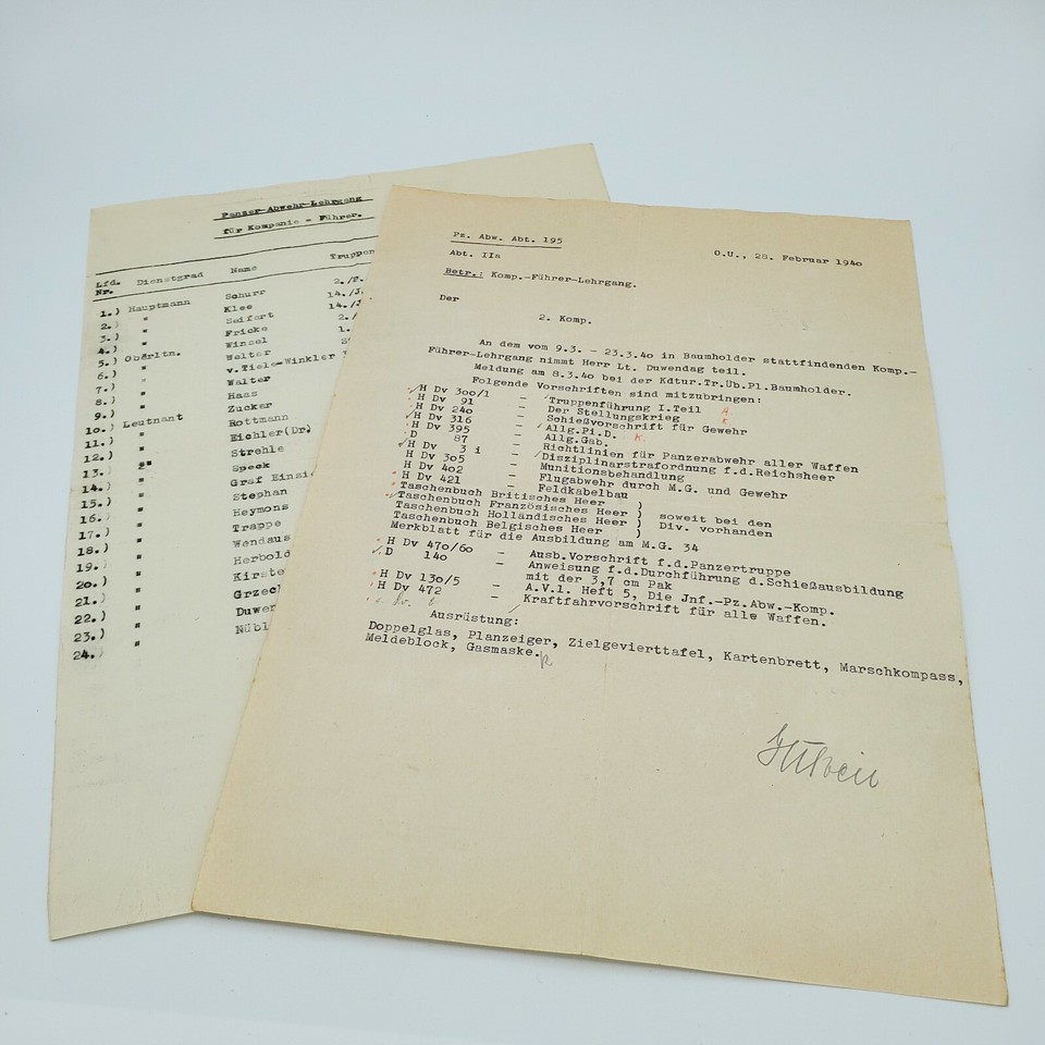 Original WW2 WW2 German Panzer anti tank document Wehrmacht leadership ...