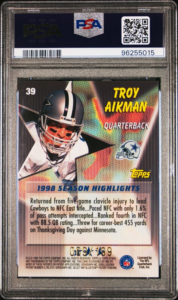 1999 TOPPS STARS STARCARDS STARCARDS-3 STAR RAINBOW #39 TROY AIKMAN 69/ ...