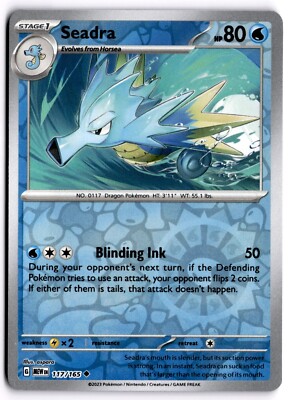 Pokemon TCG Seadra 117/165 Scarlet & Violet 151 Reverse Holo Uncommon ...