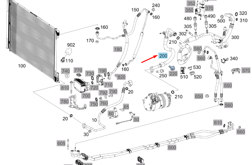 2018 MERCEDES BENZ C200 2.0 Turbo Petrol Air Con Pipe Hose A2058306201 ...