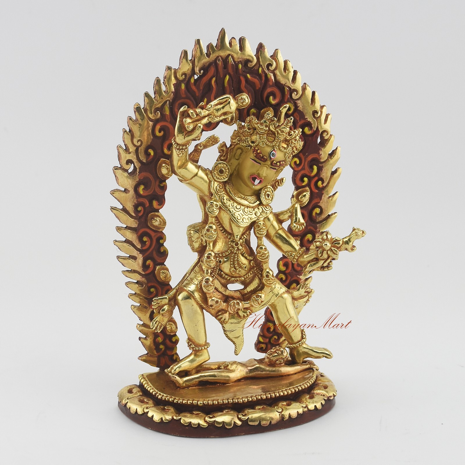 Hand Carved Gold Inlaid Tibetan Ekajati Dakini Copper Statue from Patan ...