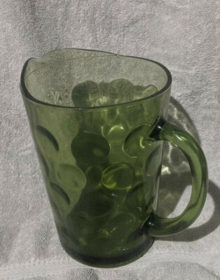 RARE VINTAGE 8.5" Green Inner DIMPLE Bump Texture ART Thick GLASS ...