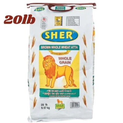 Sher - Brown Whole Wheat Atta(Flour) 20 lb Pack | eBay