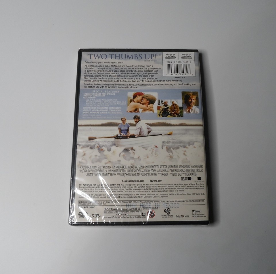 The Notebook (2004) DVD *NEW* Ryan Gosling Rachel McAdams 794043749728 ...