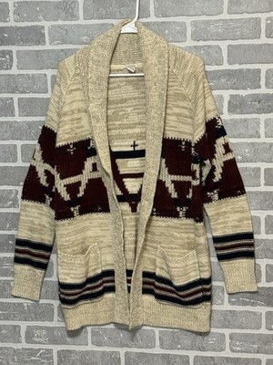 Forever 21 Women’s Large BeigeHeaven Knit Aztec Print Open Long Sleeve ...