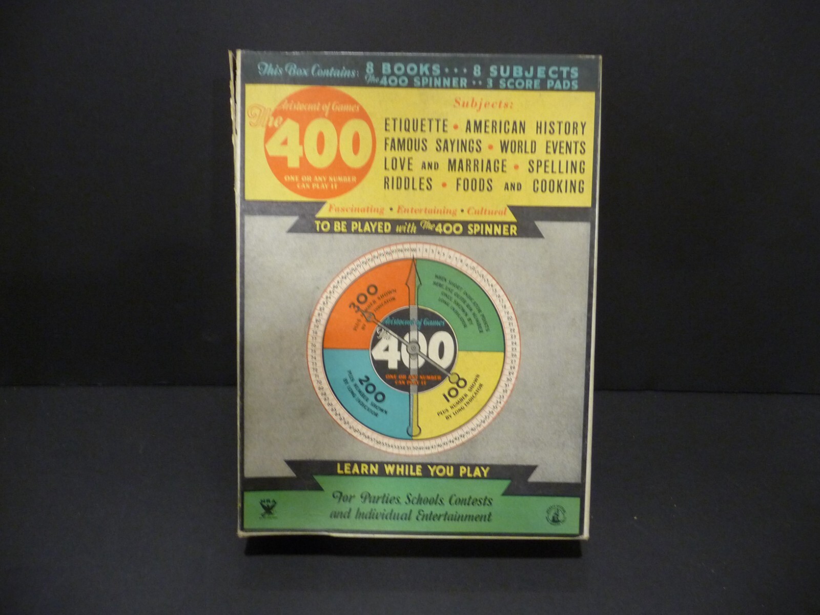 RARE VINTAGE 1933 THE 400 Trivia Quiz Board Game COMPLETE & NEVER USED ...