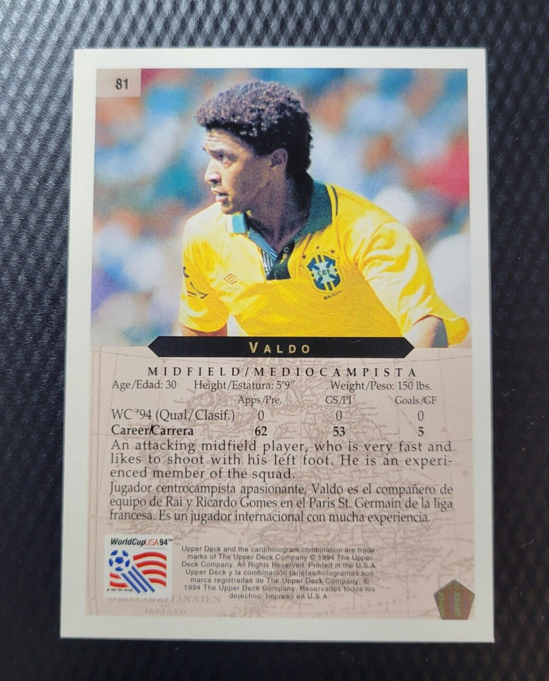 1994 Upper Deck World Cup Contenders VALDO Team Brazil Card #81 | eBay
