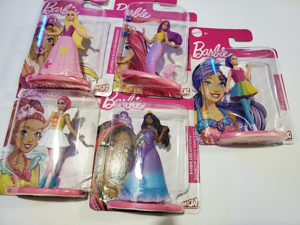 BARBIE Micro Collection Set of 5 Flutter Princess, Dreamtopia, Mermaid ...
