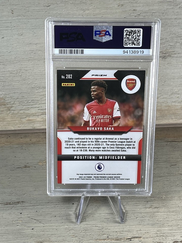 2021-22 EPL Prizm BUKAYO SAKA Arsenal Pink Ice PSA 10. LOW POP! | eBay