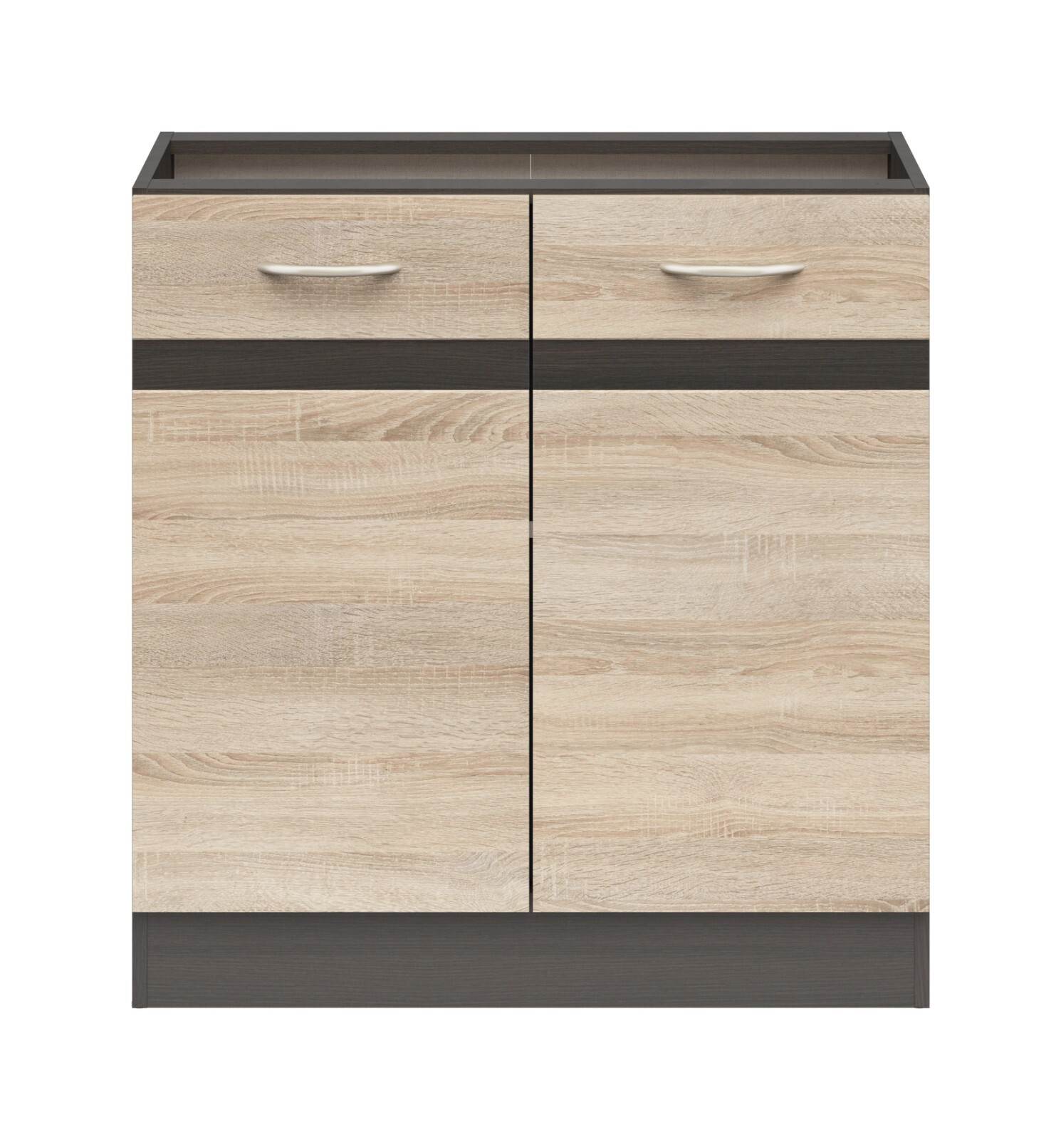 800mm Kitchen Base Unit Cabinet 2 Door 80cm Cupboard Wenge and Oak ...