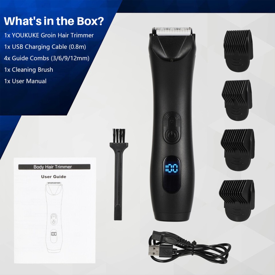 Men Pubic Hair Trimmer Electric Groin & Body Hair Shaver for Balls ...