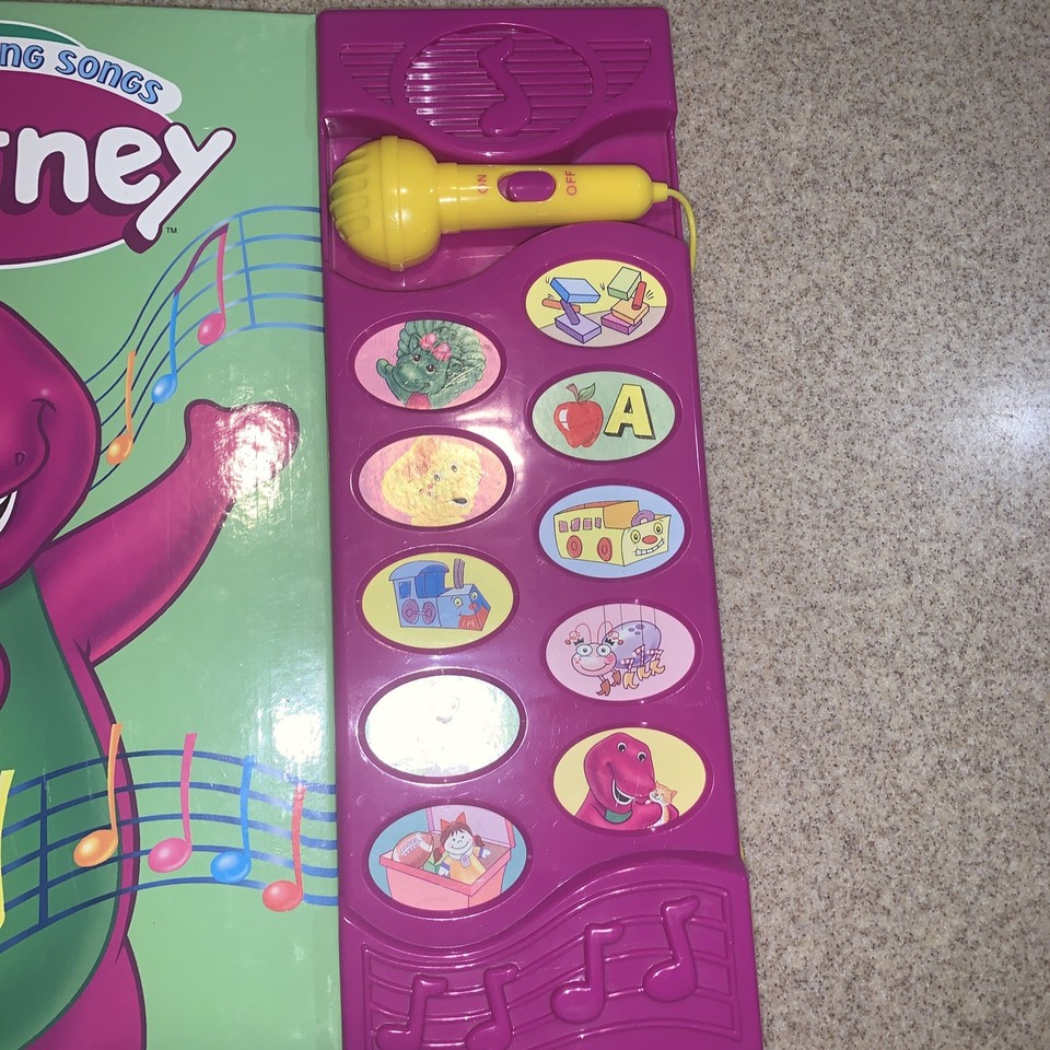 Vintage Barney Sing-Along Songs Hardcover Book & Microphone 1999 Tested ...