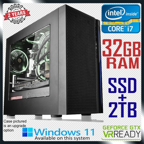 Intel Core i7 Quad Gaming PC Computer RTX 3070 Ti 32GB RAM SSD Desktop ...