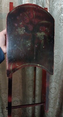 Vintage Primitive Folk Art Wood Sled Sleigh Signed Mary Walborn Rare ...