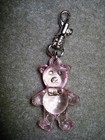 2 3/4" Drop 1 1/2" Pink Acrylic Teddy Bear SP Jacket Zipper Charm Key ...