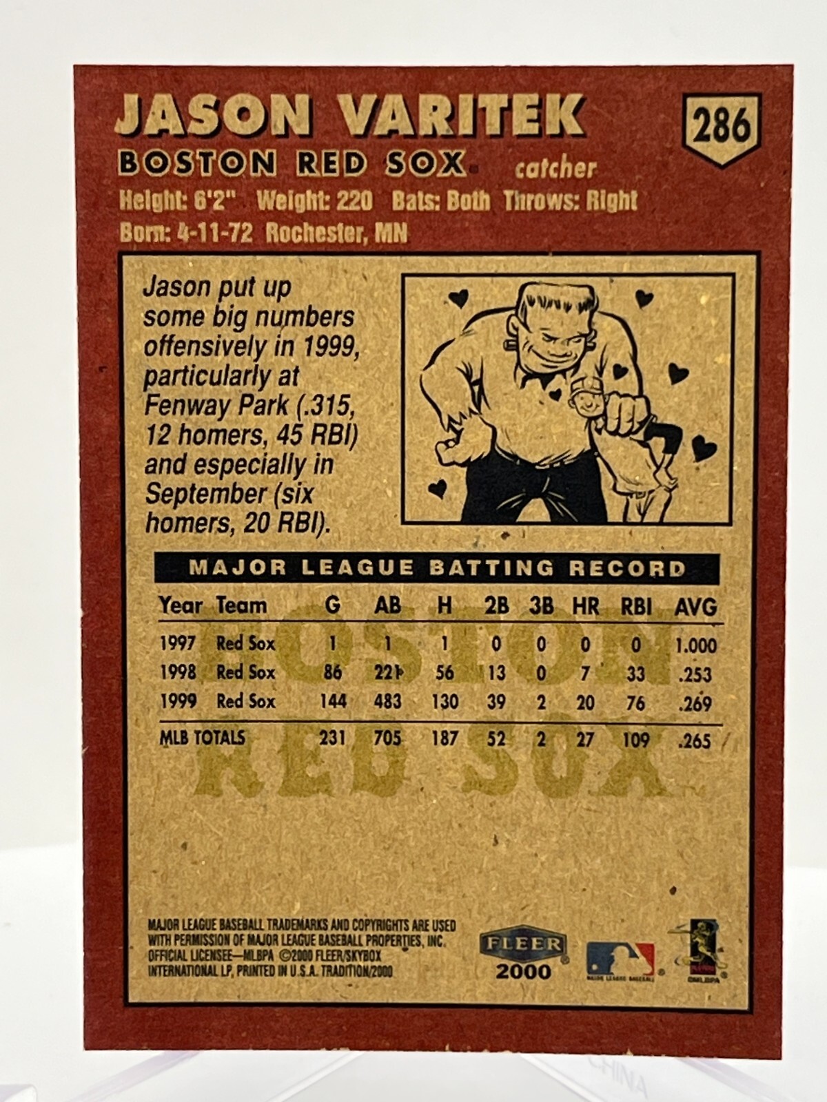 2000 Fleer Tradition Major League Baseball Card 286 Jason Varitek ...