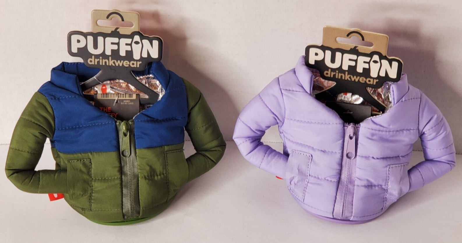 Lot of 2 Puffin Beverage Jacket Puffer Coat Beer Soda Can Koozie - His ...