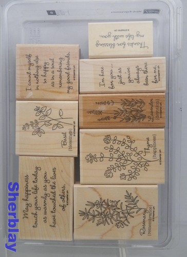 Stampin Up set 8 Rubber Wood Stamps Herb Expressions Lavender Thyme Rosemary | eBay