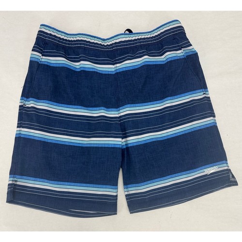 Speedo Men's Swim Trunks Shorts Lined Striped Active Blue Swimsuit ...