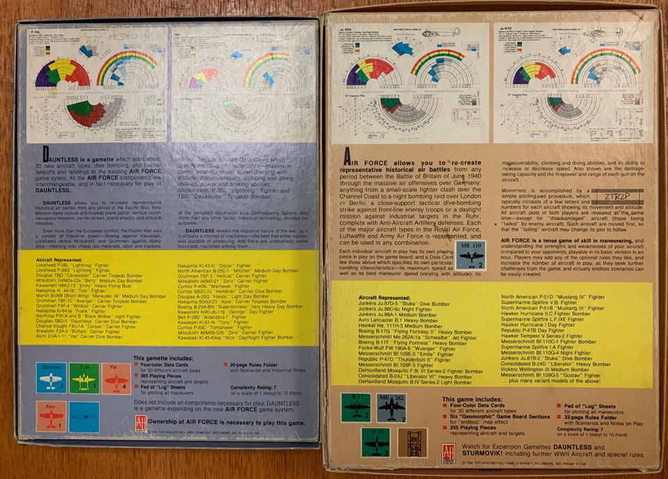 Avalon Hill Air Force and Dauntless Expansion - Good Condition, Complete, +Tray | eBay