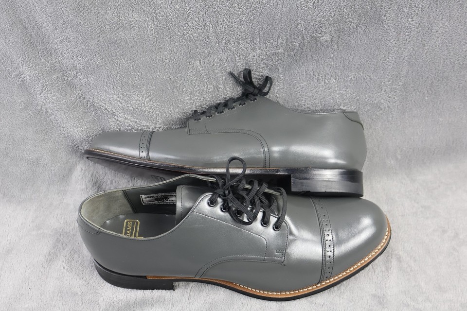 Stacy Adams Dress Shoes Mens Size 10 Gray Leather Cap Toe Oxford ...