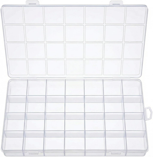Clear 28 Grid Storage Box for Beads & DIY, 22.3X13X1.8Cm Organizer ...