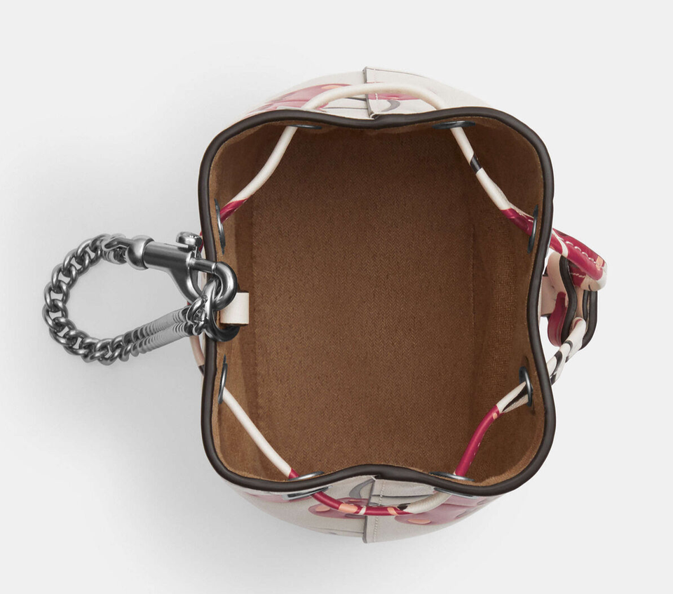 Drawstring Chain Wristlet With Cherry Print Mini Bucket Bag ~NWT~ Chalk ...