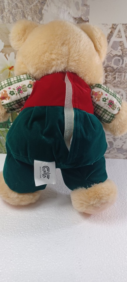 GAF CHRISTMAS PLUSH TEDDY BEAR Singing "JINGLE BELLS" Battery Operated ...