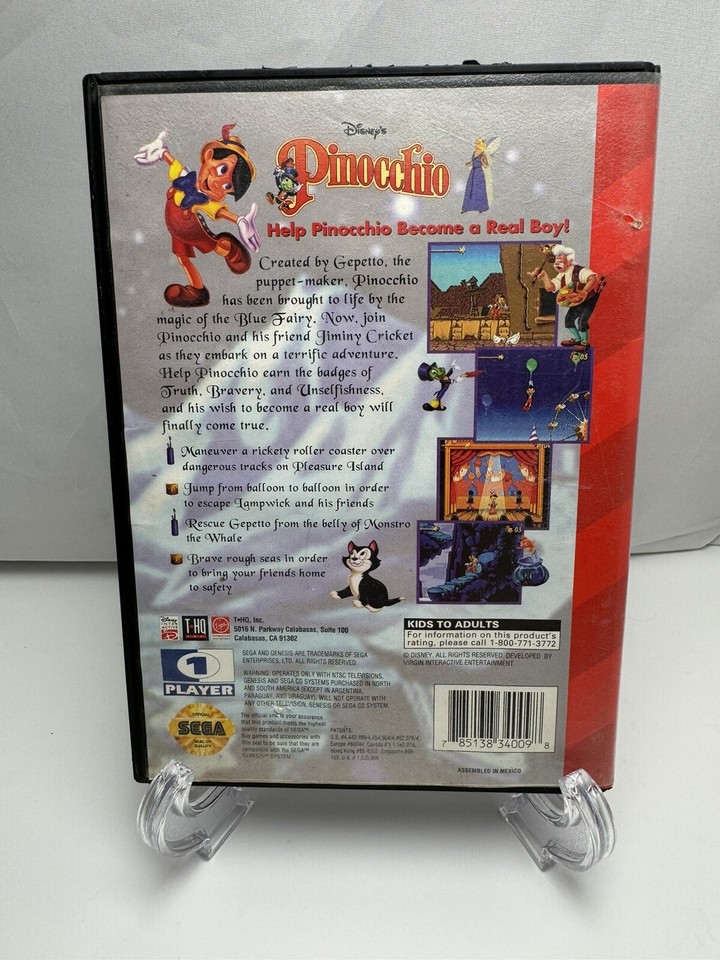 Disney's Pinocchio (Sega Genesis, 1995) Authentic No MANUAL ...