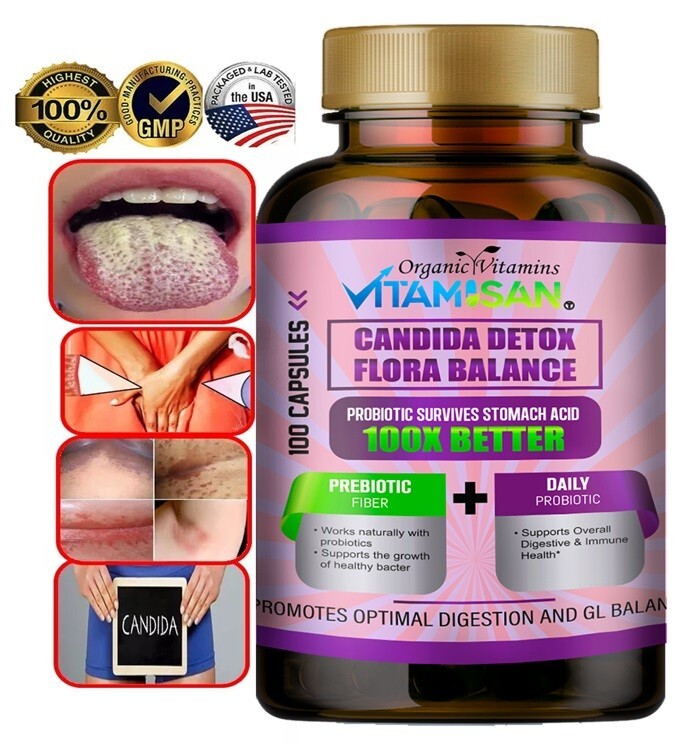 Candida Cleanse 100 Capsules Support Gut Colon Support Natural Herbs ...