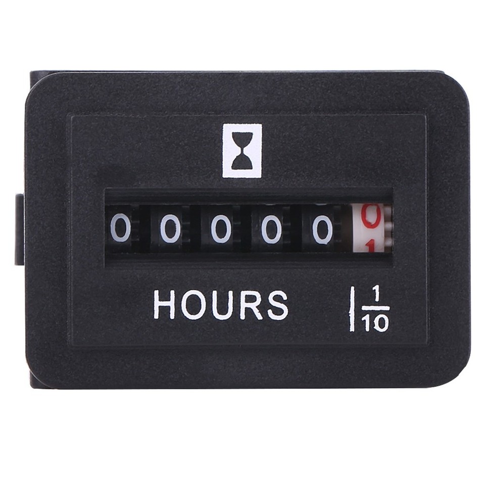 ⁺DC 6-80V Mechanical Hour Meter Gauge For Diesel Gasoline Engine ...