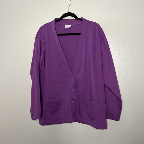 L.L. Bean women’s Purple button up cardigan size XL made in the USA ...